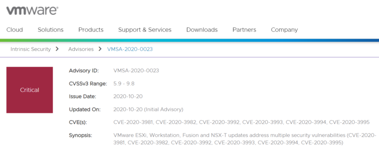 【安全通告】VMware ESXi 远程代码执行漏洞（CVE-2020-3992） – 绿盟科技技术博客